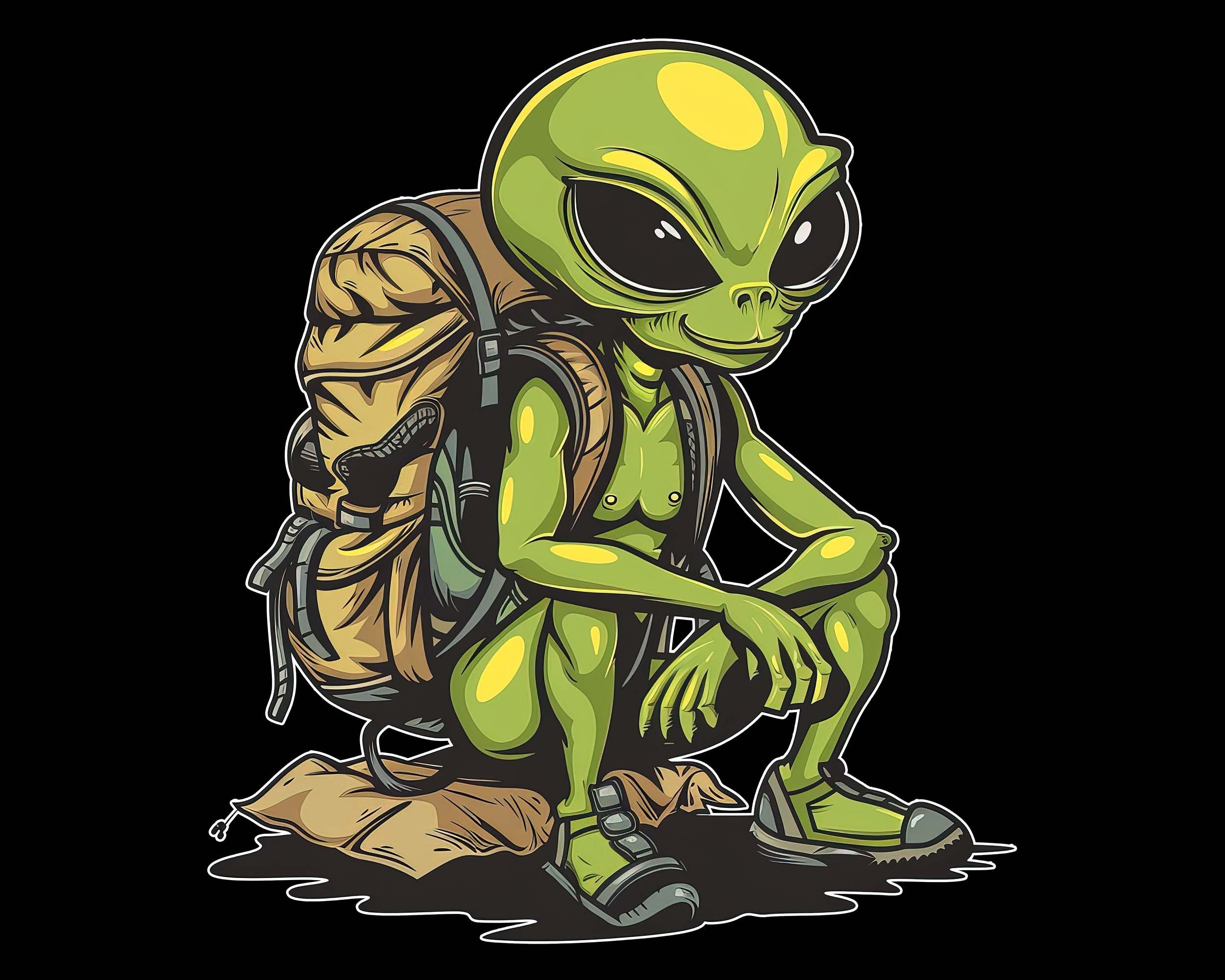 Hiking Alien PNG | Camping Alien PNG | Camping Crew PNG | Funny Camping ...