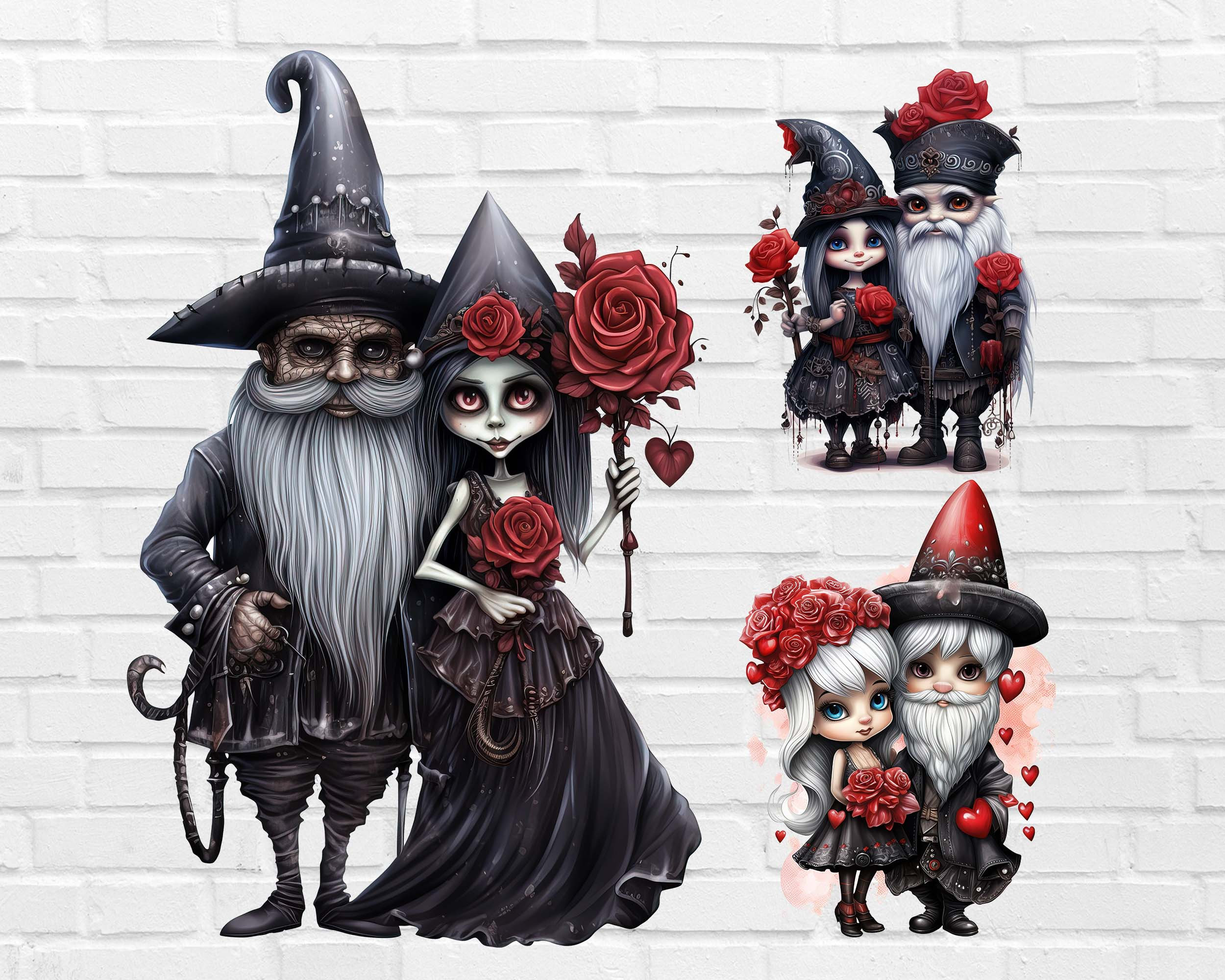 Gothic Valentine Gnomes PNG | Gothic Valentine's Day Gnomes PNG ...