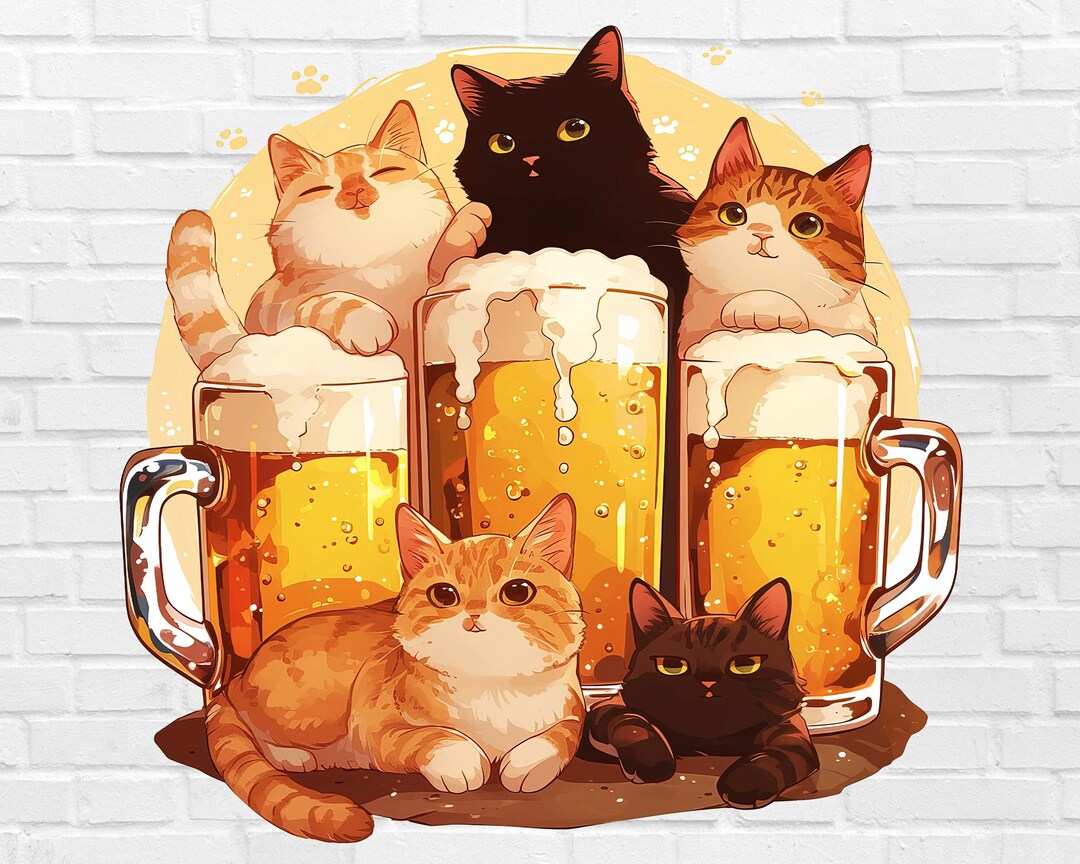 Cats Drinking Beer PNG Cheers PNG Funny Beer PNG Family Beer Png Beer ...