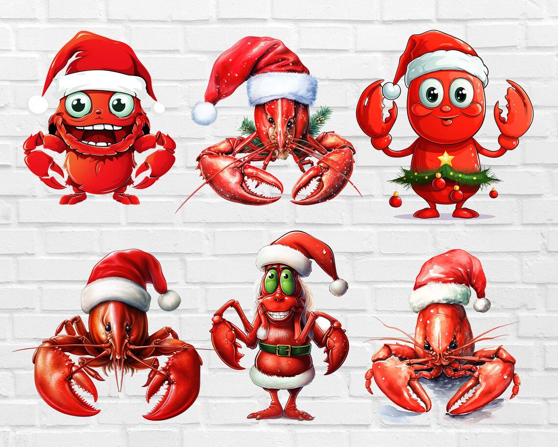 Christmas Lobsters PNG | Santa Claws PNG | Christmas Crab PNG - Etsy