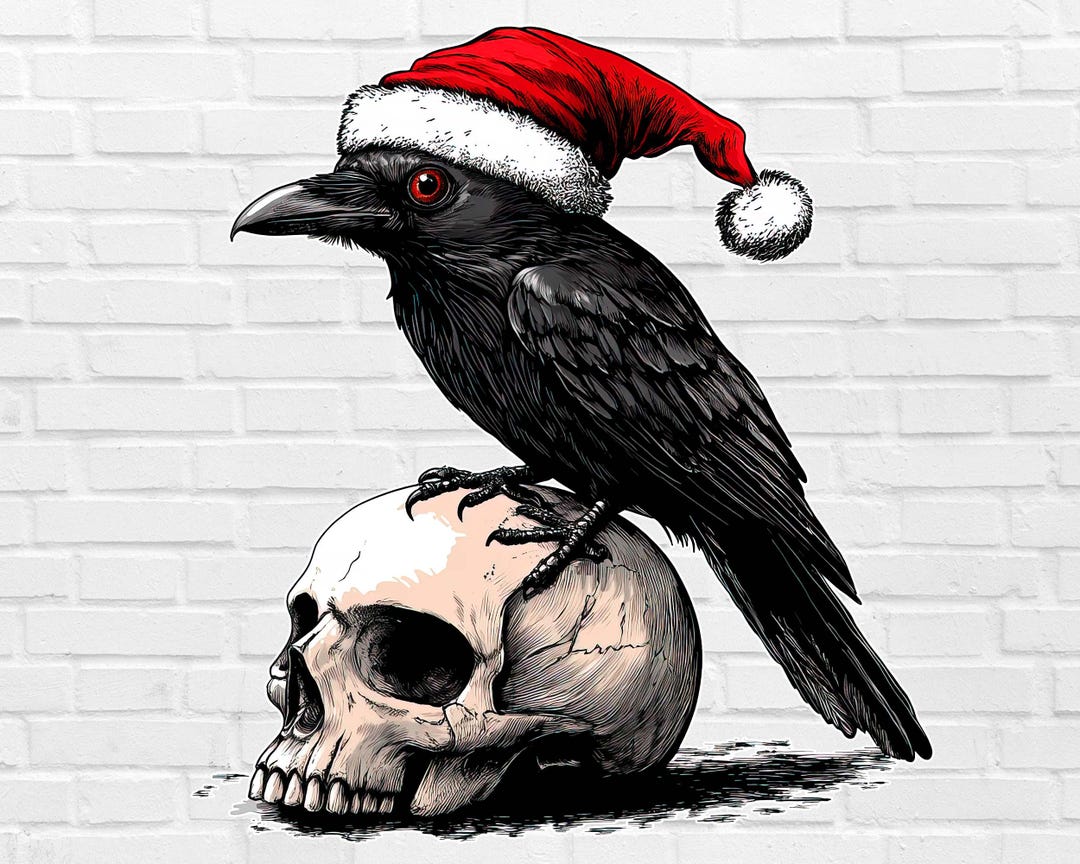 Christmas Crow PNG | Raven PNG | Gothic Christmas PNG | Raven With ...