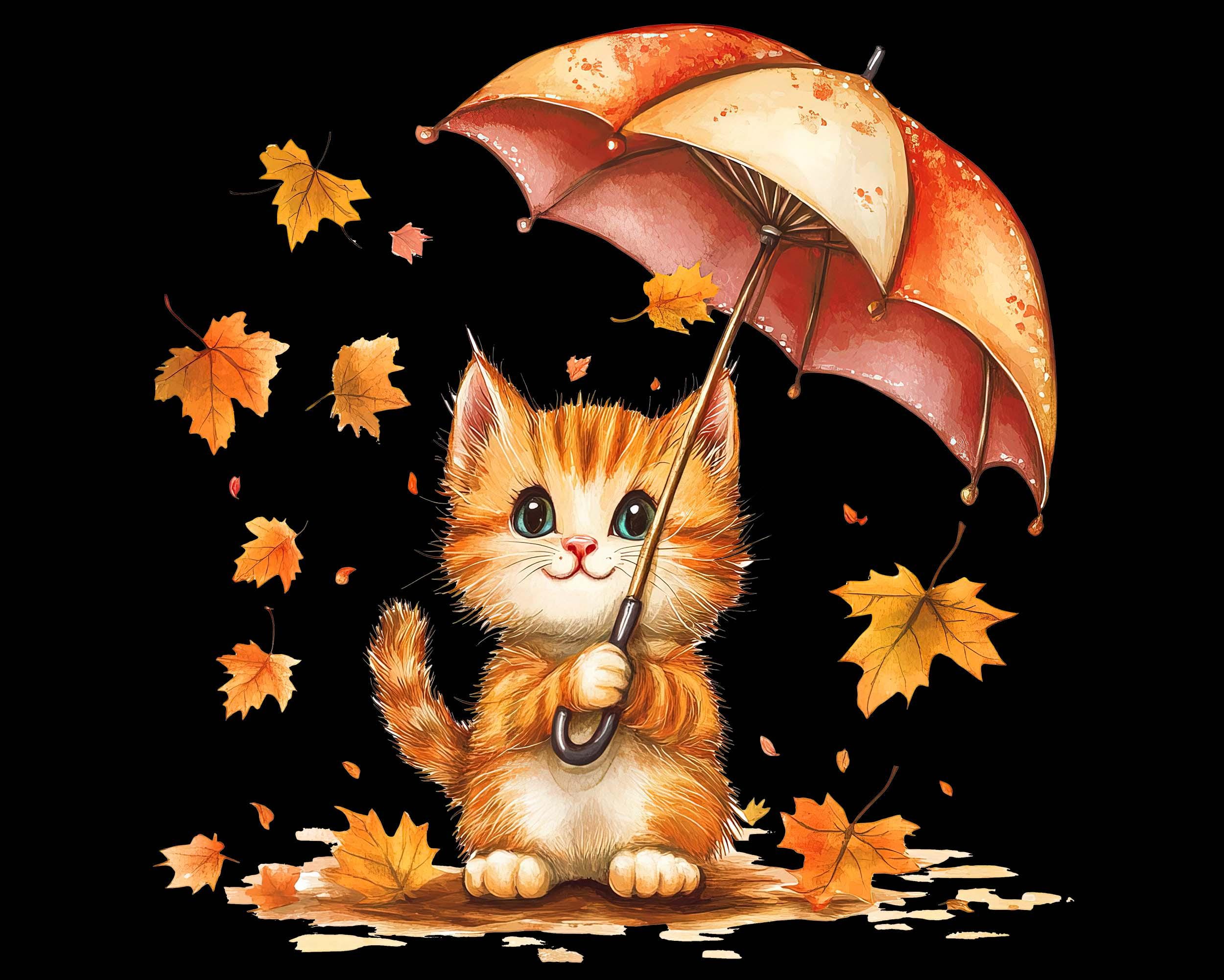 Fall Cat PNG | Cute Cat Fall PNG | Autumn Leaves PNG | Fall Leaves Png ...