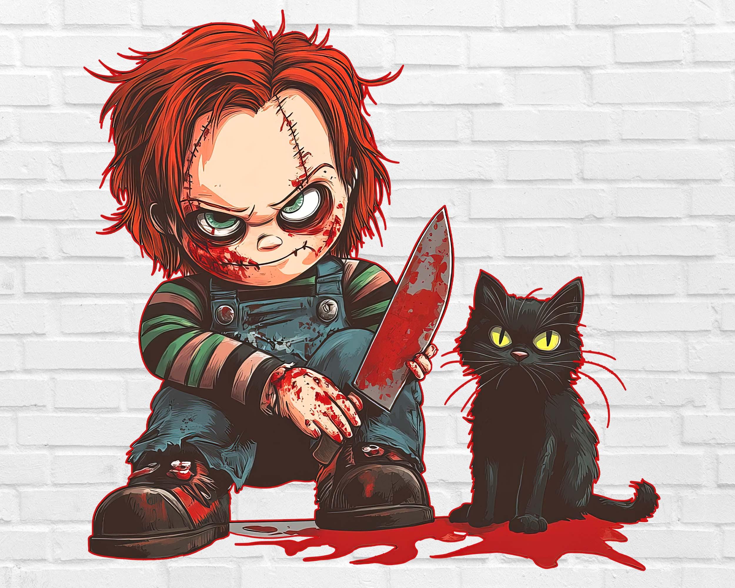 Chucky PNG | Chucky and Black Cat PNG | Funny Halloween PNG | Halloween ...