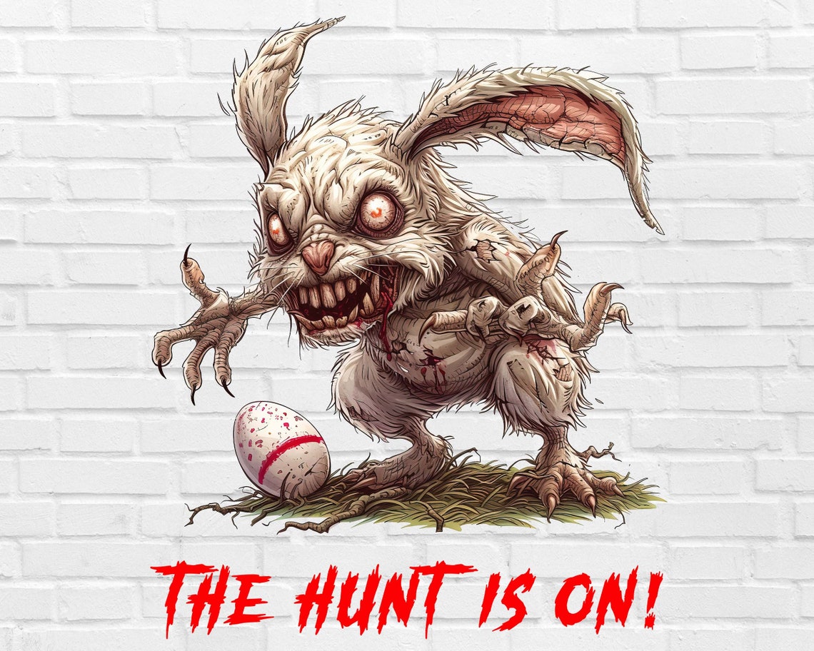 The Hunt is on Horror Easter PNG for Shirt | Funny Monster Bunny PNG ...