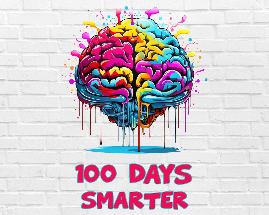 100 Days Smarter PNG Brain | 100 Days of School PNG | 100 Days of ...