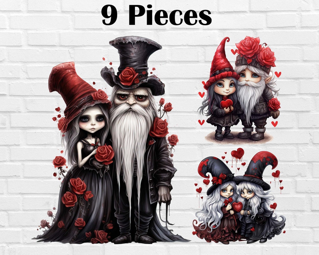 Gothic Valentine Gnomes PNG | Gothic Valentine's Day Gnomes PNG ...