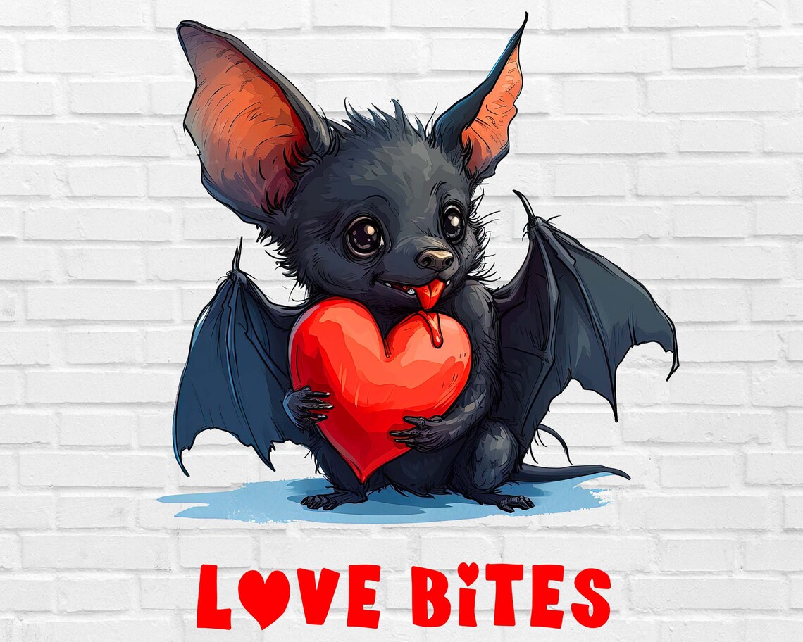 Love Bites PNG | Bat Valentines Day PNG | Gothic Vampire Valentines PNG ...