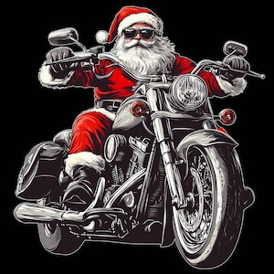 Santa Riding Motorcycle PNG | Santa on a Chopper PNG | Biker Santa PNG ...