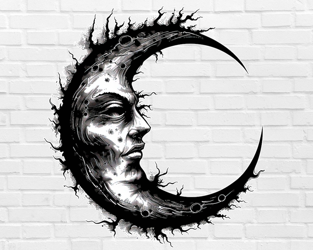 Gothic Moon PNG | Moon Tattoo PNG | Crescent Moon PNG | Moon Phases Png ...