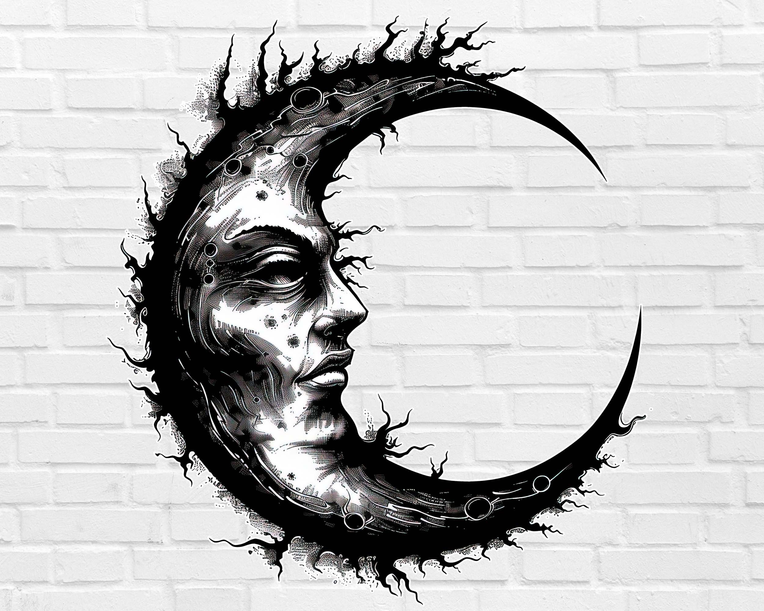 Gothic Moon PNG | Moon Tattoo PNG | Crescent Moon PNG | Moon Phases Png ...