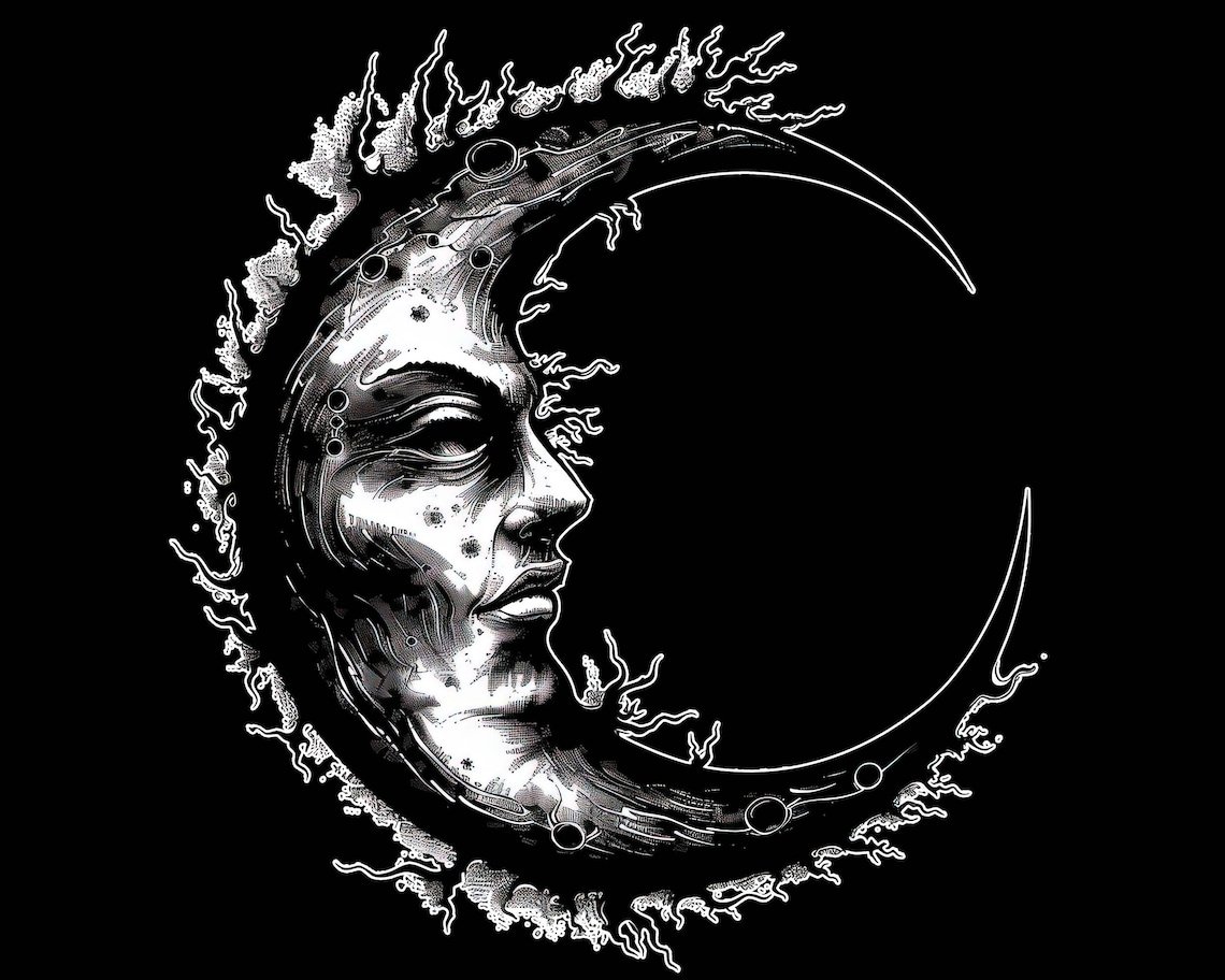Gothic Moon PNG | Moon Tattoo PNG | Crescent Moon PNG | Moon Phases Png ...