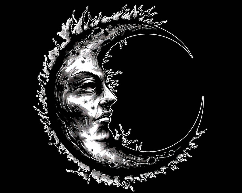 Gothic Moon PNG | Moon Tattoo PNG | Crescent Moon PNG | Moon Phases Png ...