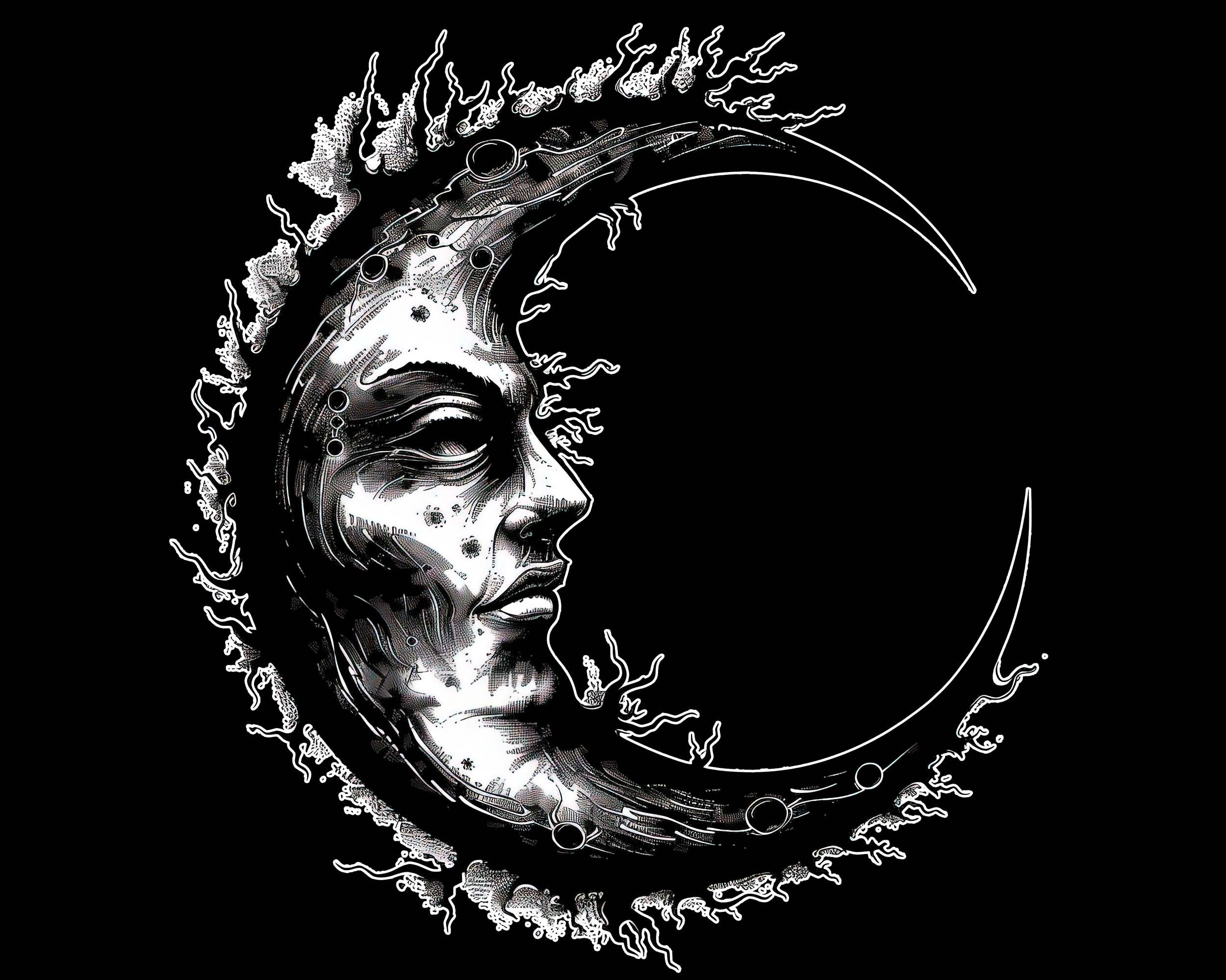 Gothic Moon PNG | Moon Tattoo PNG | Crescent Moon PNG | Moon Phases Png | Celestial Png | Star ...