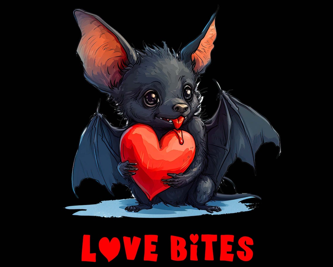 Love Bites PNG | Bat Valentines Day PNG | Gothic Vampire Valentines PNG ...
