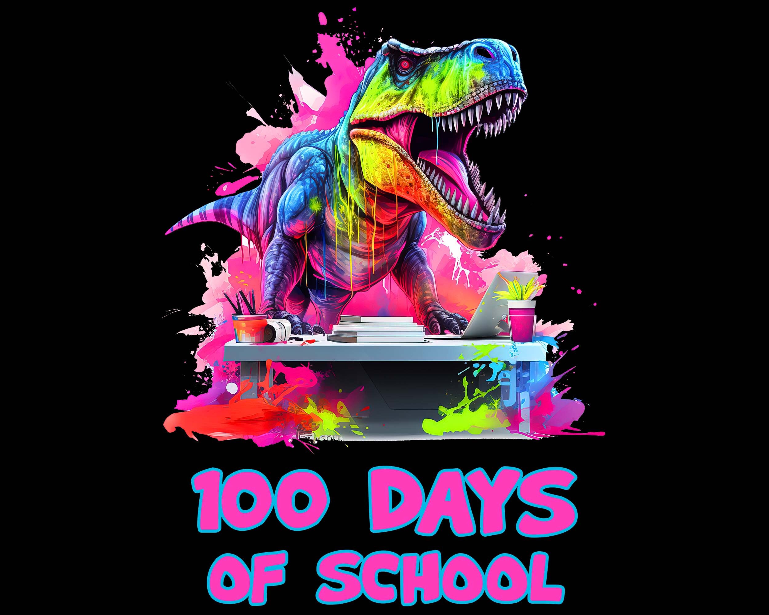 100 Days of School PNG Trex Dinosaur | 100 Days of Loving School PNG ...