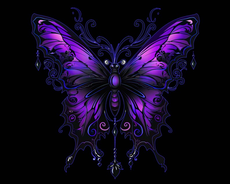 Gothic Purple Butterfly PNG #11 | Monarch Butterfly Tattoo PNG | Skull ...