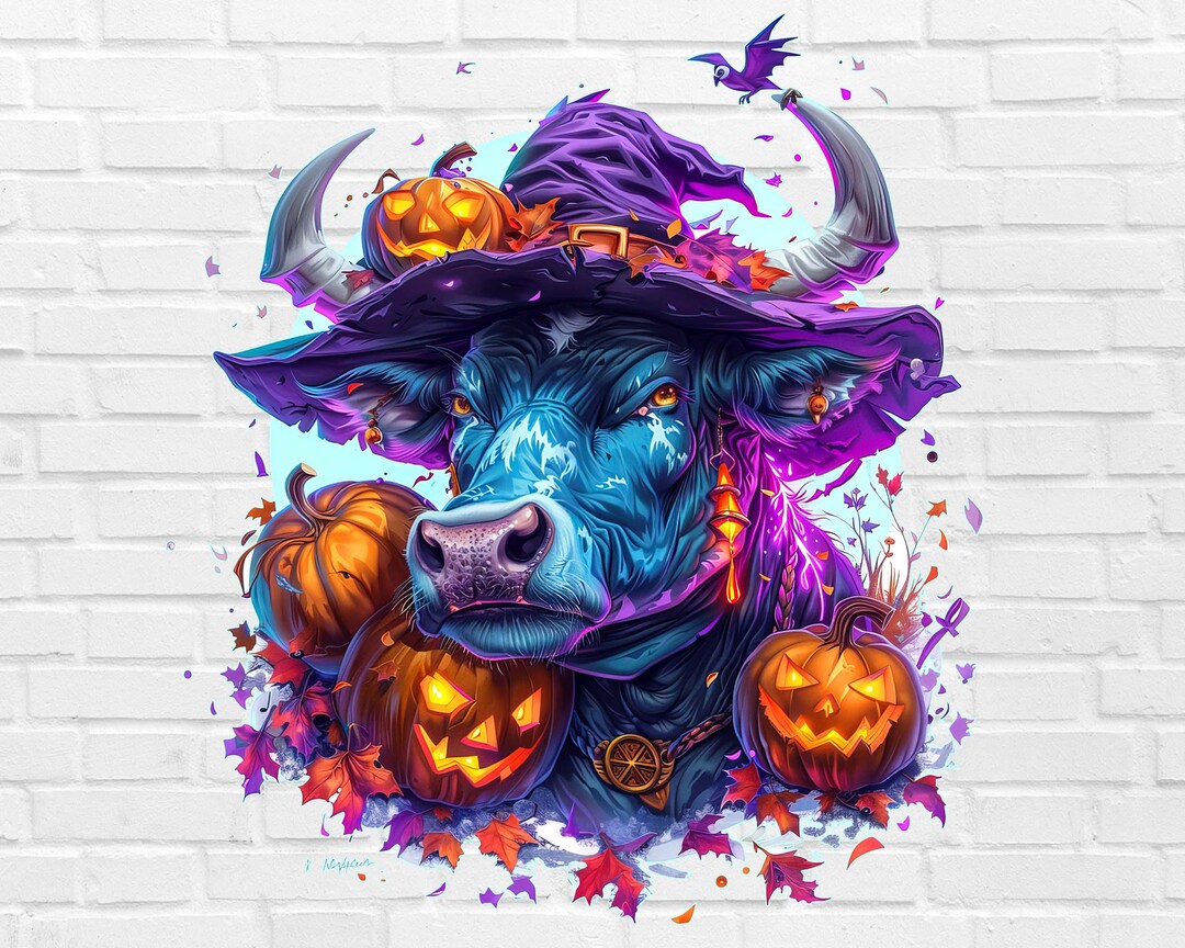 Halloween Cow PNG | Magical Cow Witch PNG | Funny Halloween PNG for ...