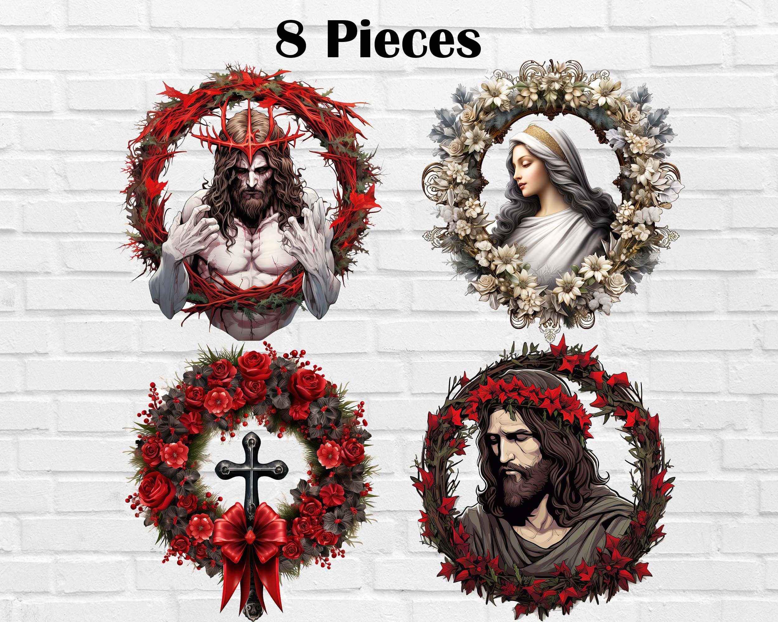 Jesus Wreath PNG | Jesus Cross Mother Marry Christmas Wreath PNG ...