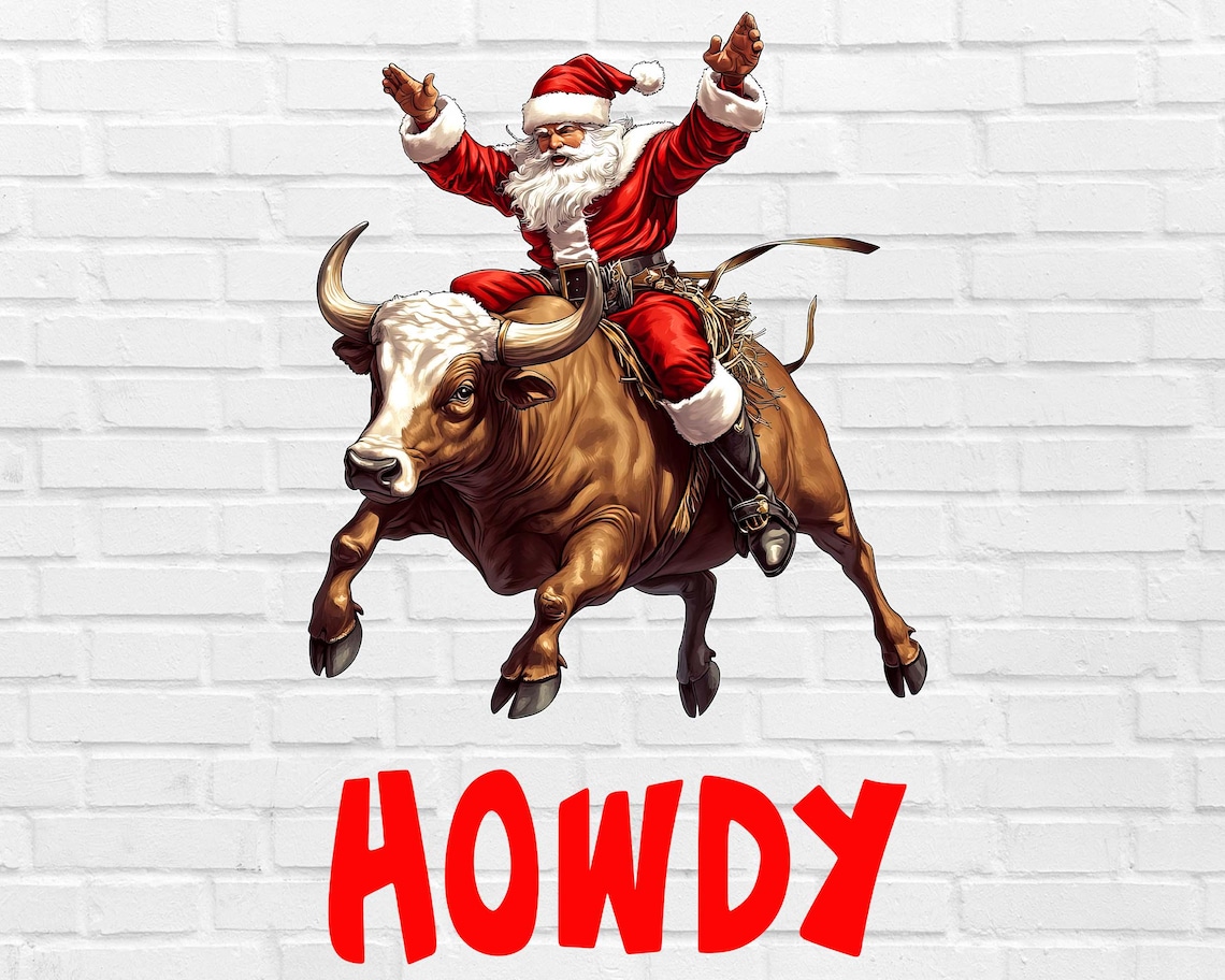 Rodeo Christmas PNG | Santa Howdy PNG | Cowboy Christmas PNG | Western ...
