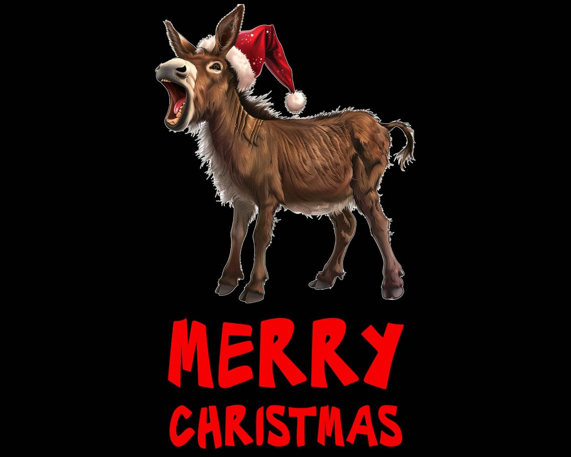 Christmas Donkey Png | Christmas Mule Png | Donkey With Santa Hat ...