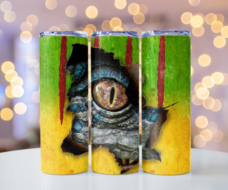 Jurassic Park Inspired 20 Oz Tumbler Wrap PNG – Velociraptor Eye Design ...