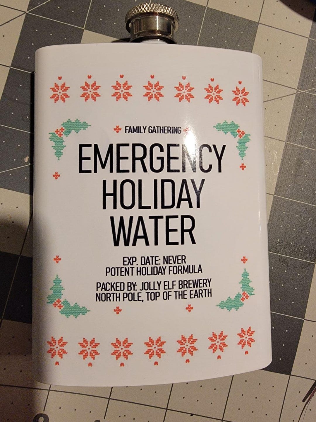 Emergency Holiday Water Flask Label - Digital Download | PNG - Etsy