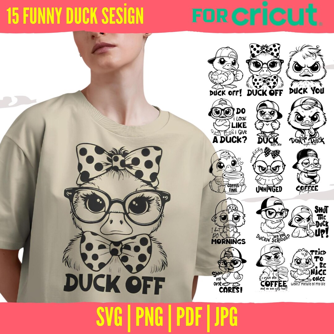 Funny Duck SVG PNG Bundle, Duck Svg Png, Cute Baby Duck Svg, Duck ...