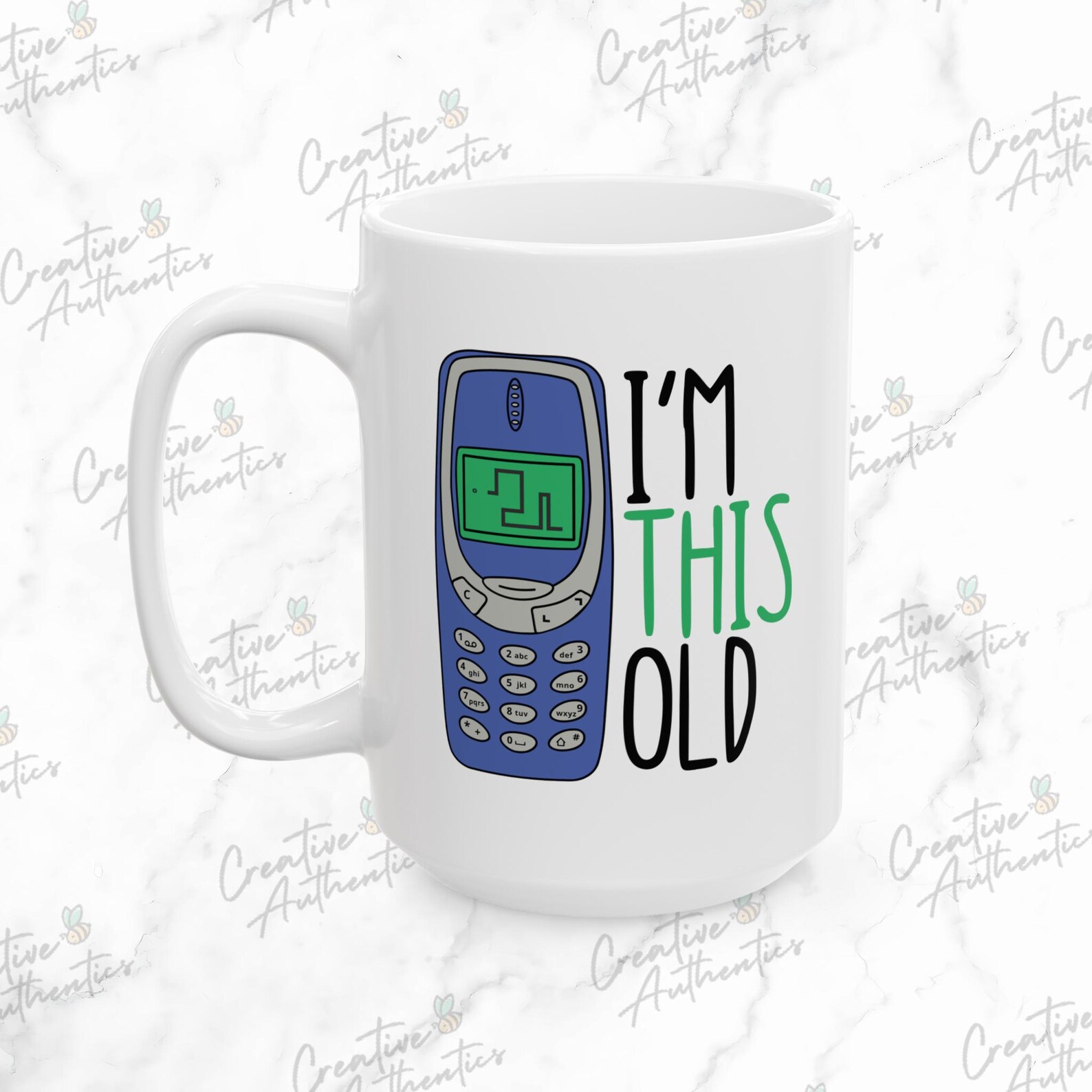 I'm This Old Retro 90s Coffee Mug, 90s Nostalgic Cell Phone Ceramic ...