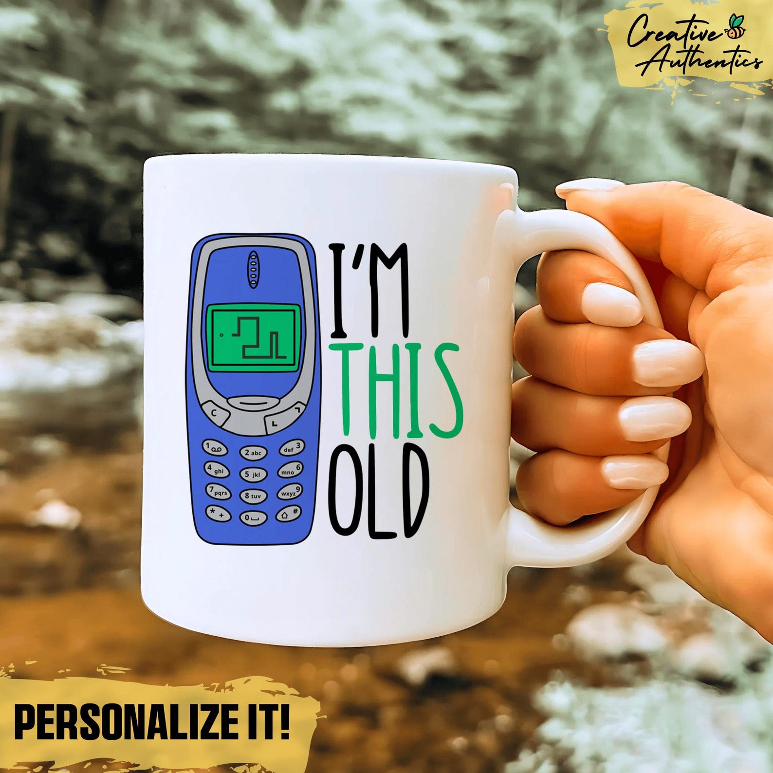 I'm This Old Retro 90s Coffee Mug, 90s Nostalgic Cell Phone Ceramic ...