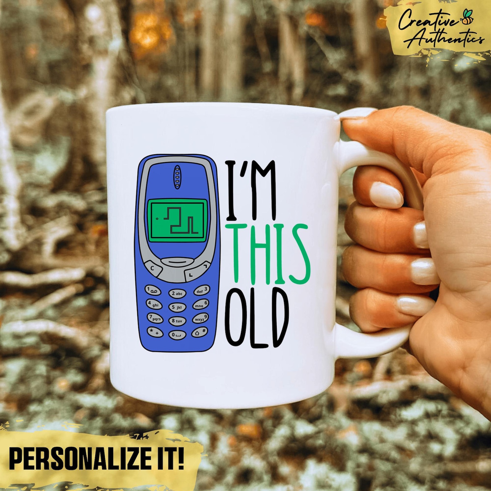 I'm This Old Retro 90s Coffee Mug, 90s Nostalgic Cell Phone Ceramic ...