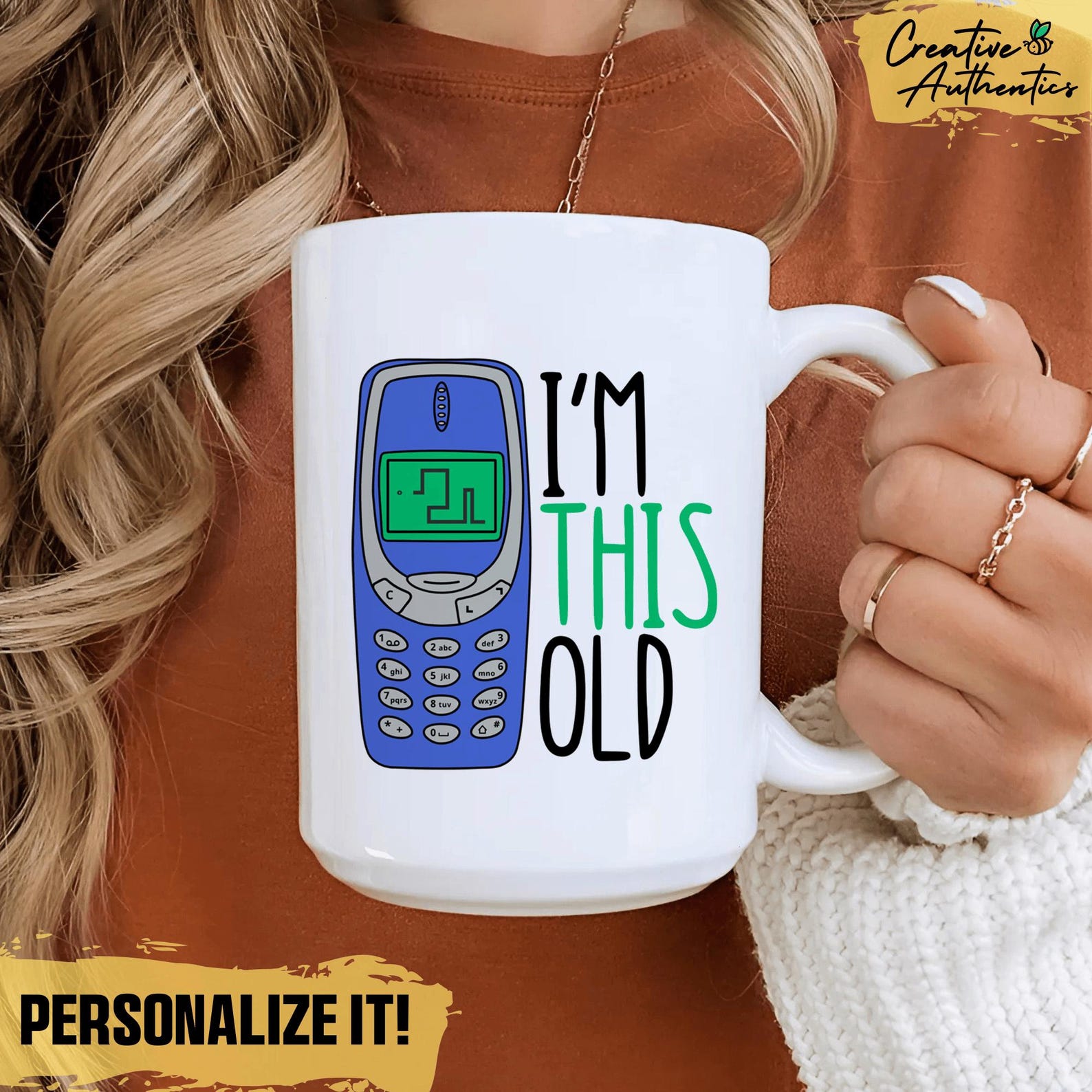 I'm This Old Retro 90s Coffee Mug, 90s Nostalgic Cell Phone Ceramic ...