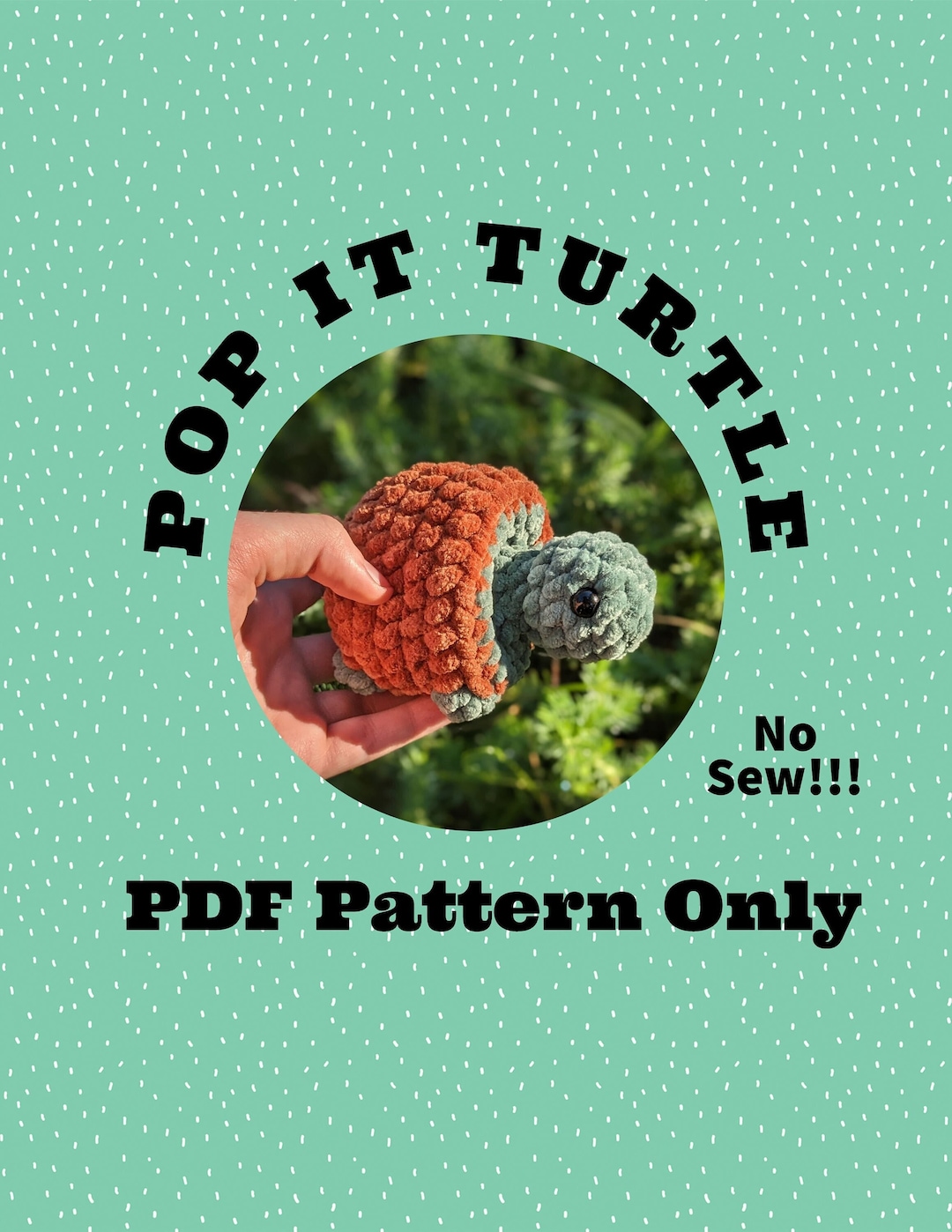 Pop It Turtle, NO SEW, Crochet Pop It Turtle, Crochet Pattern, Pocket ...