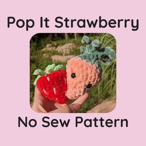 Pop It Strawberry No Sew Pattern, Crochet Strawberry, Pop It Strawberry ...