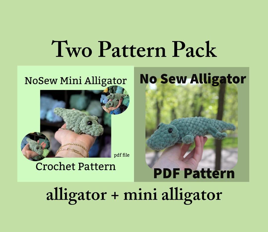 Bundle No Sew Crochet Alligator Pattern + Mini Gator Pattern /pdf ...