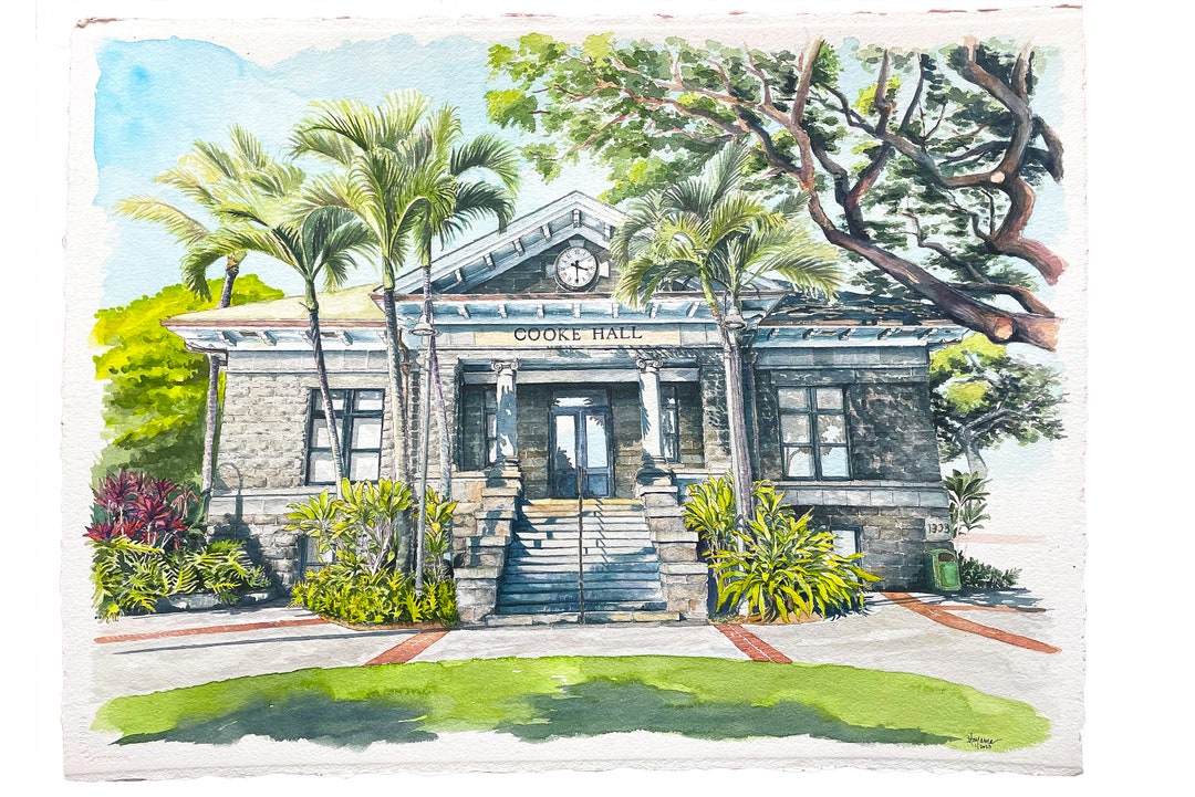 Old Hawaii Beautiful Stone Building Architecture - Punahou Cooke Hall ...