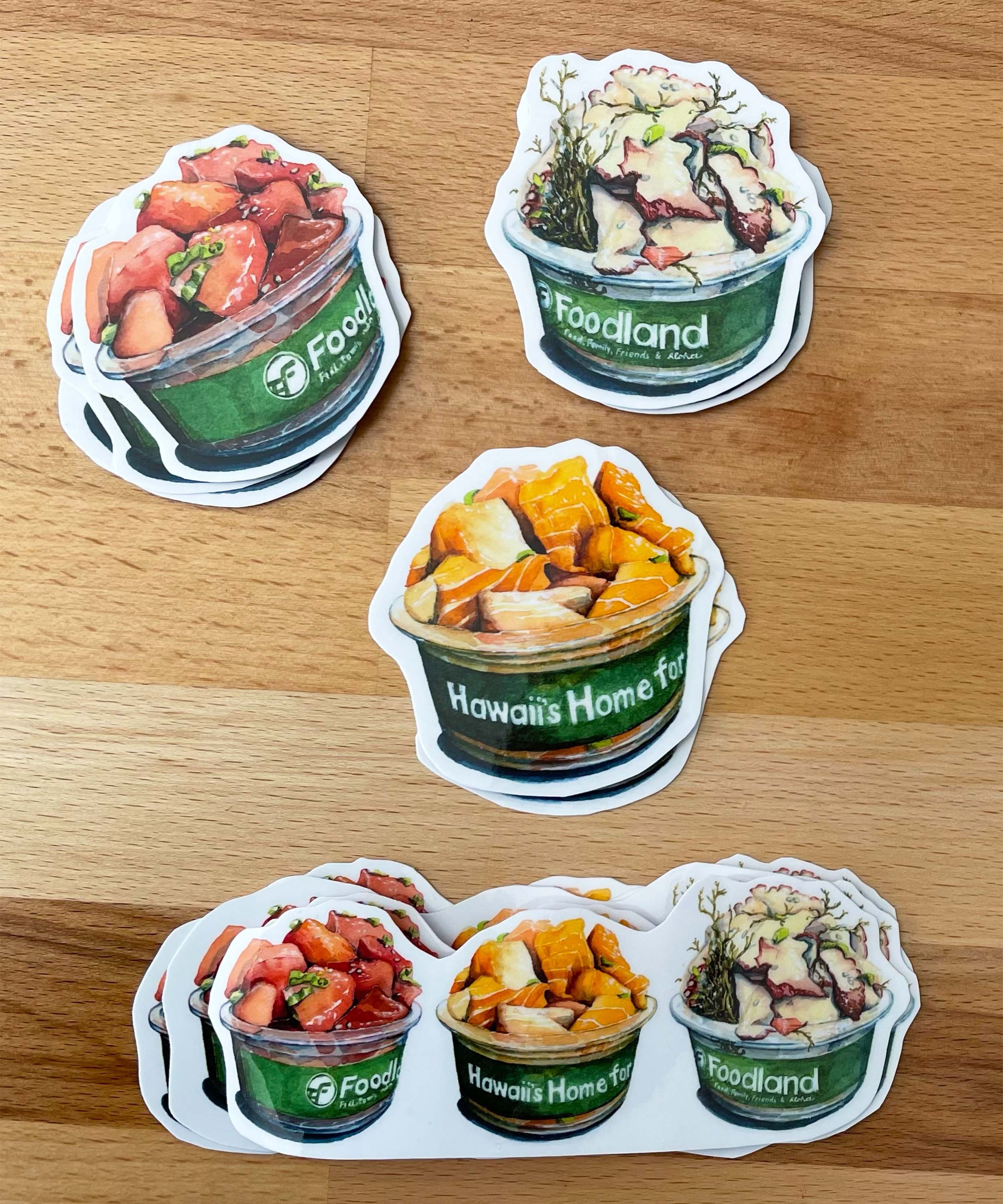 Poke Stickers - Set of 3 - Shoyu Ahi - Salmon - Tako - Limu - Hawaiian ...