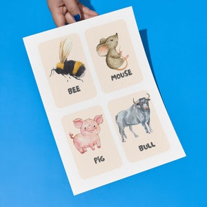 Farm Animals Full Set! Flashcards, Poster, Board Game. Montessori ...