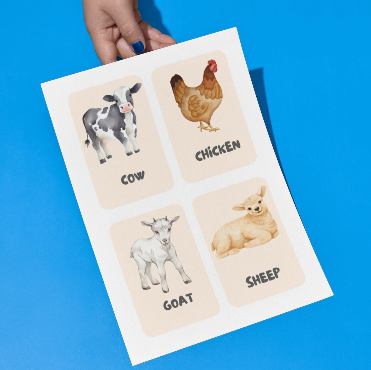 Farm Animals Full Set! Flashcards, Poster, Board Game. Montessori ...