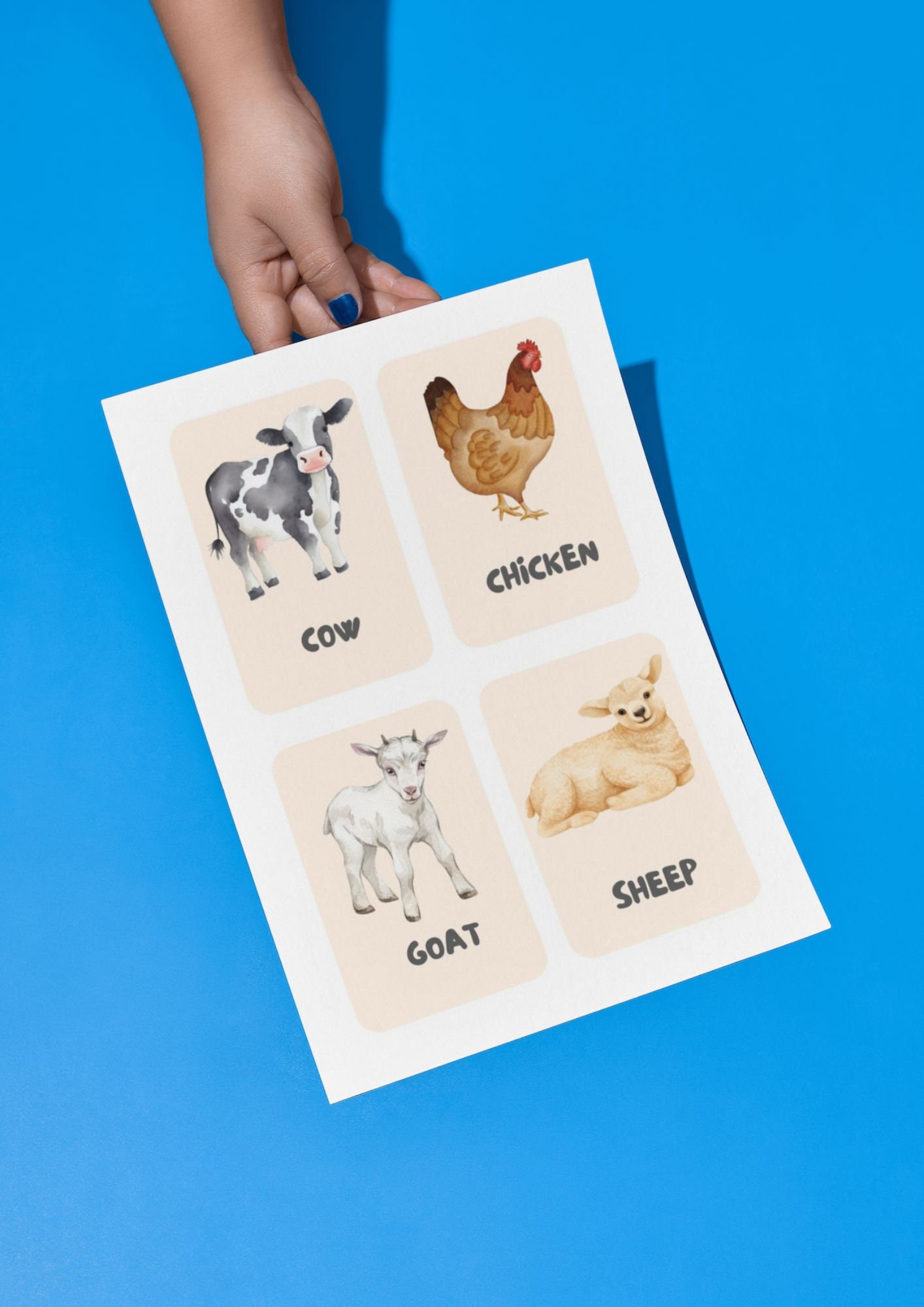 Farm Animals Flashcards and Poster-montessori Educational Material - Etsy