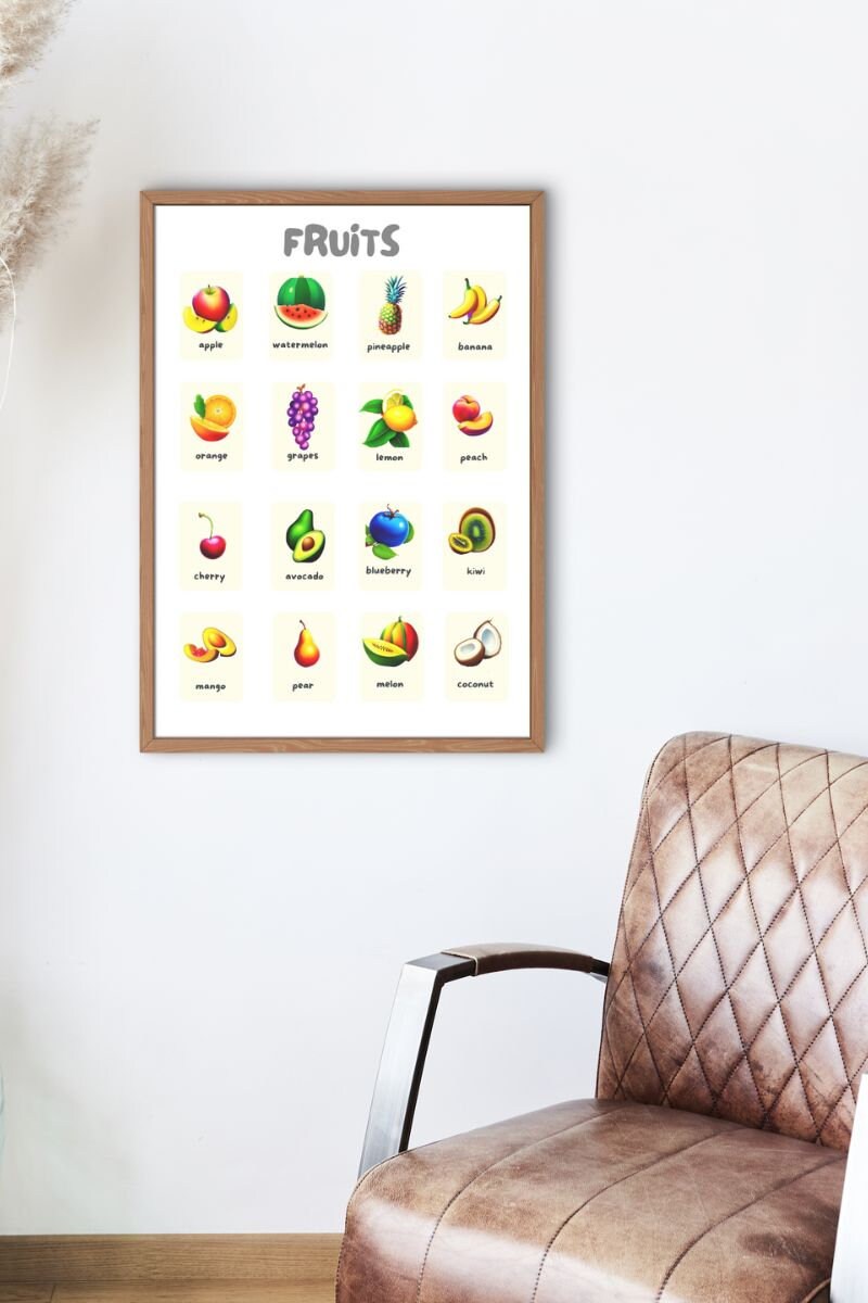 Fruits Flashcards and Poster-montessori Educational Material - Etsy