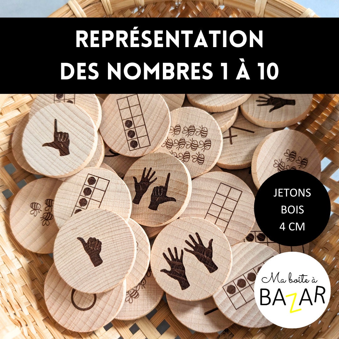 Wooden Tokens Representing Numbers From 1 to 10, Mathematics, MHM - Etsy