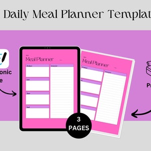 Printable Meal Planner, Weekly Food Diary (letter Size) (digital ...