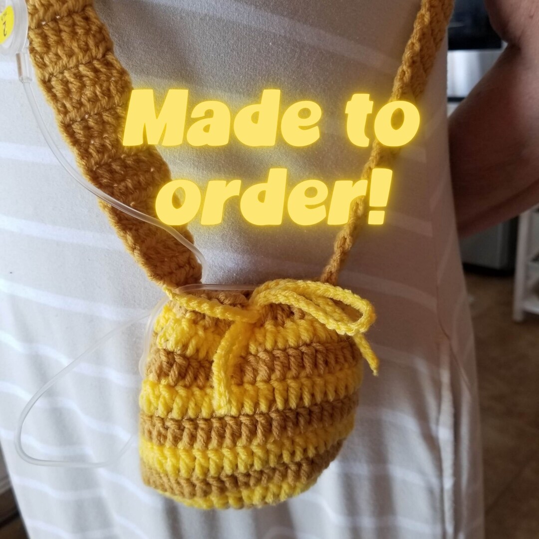 Chemo Crochet Bottle Holder, Infusion Bottle Holder, Chemo Bag, Cancer ...