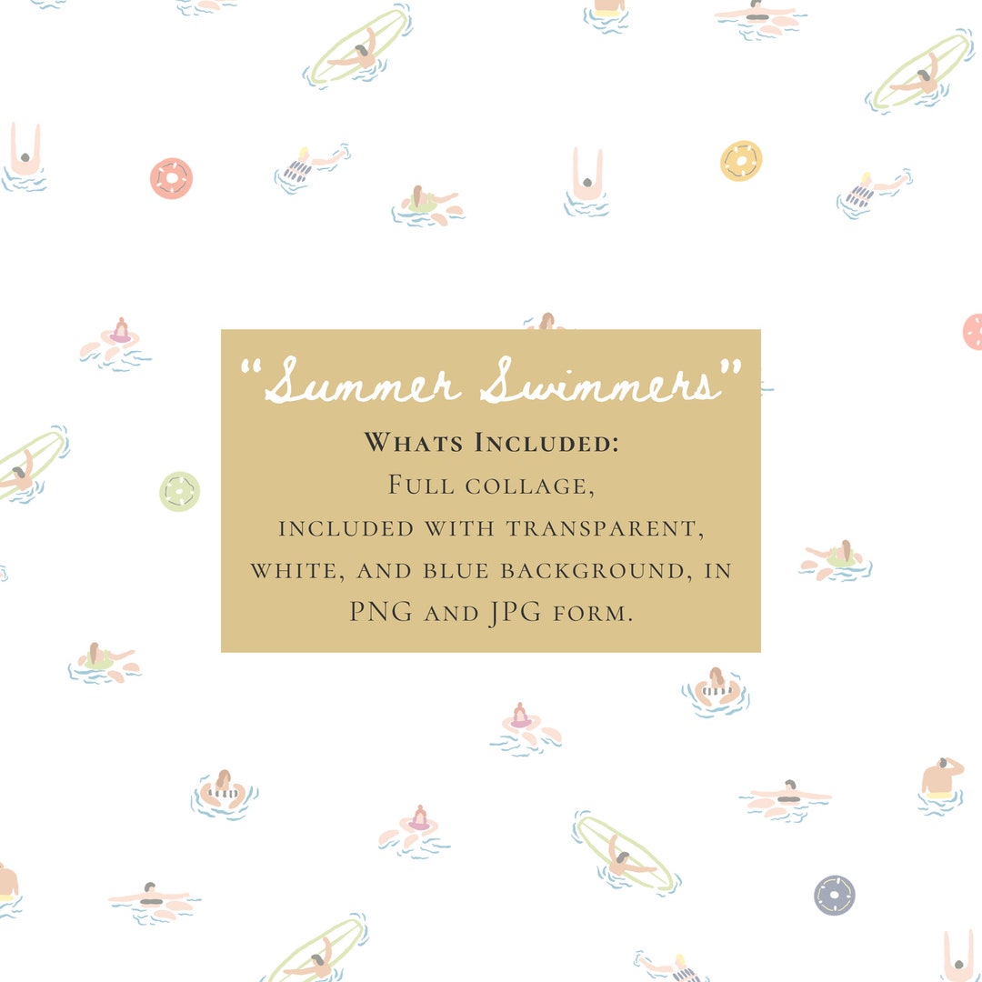 Summer Swimmers Pattern Clipart - Etsy