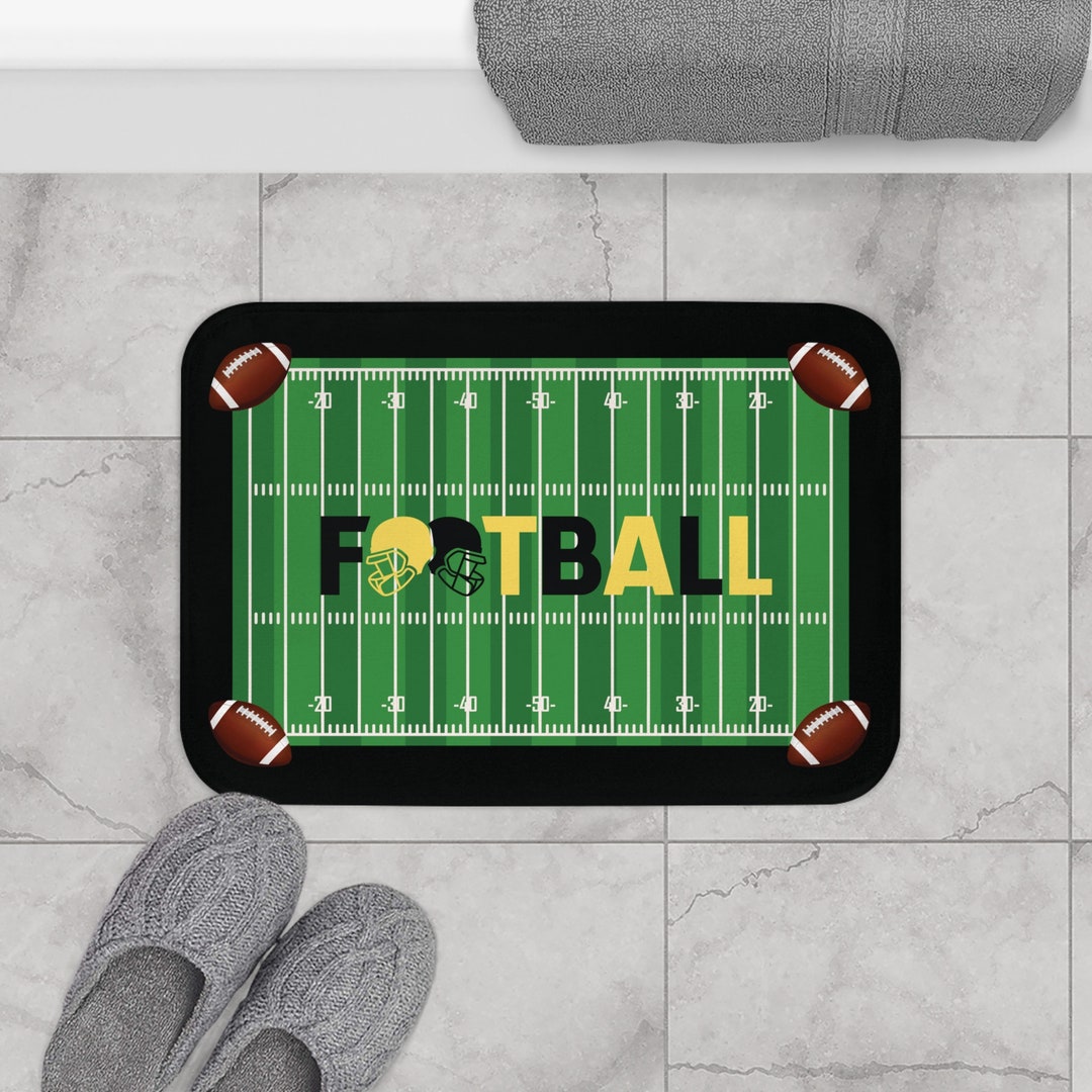 Sports Lover Bathroom Decor, Football Theme Memory Foam Bath Mat in ...