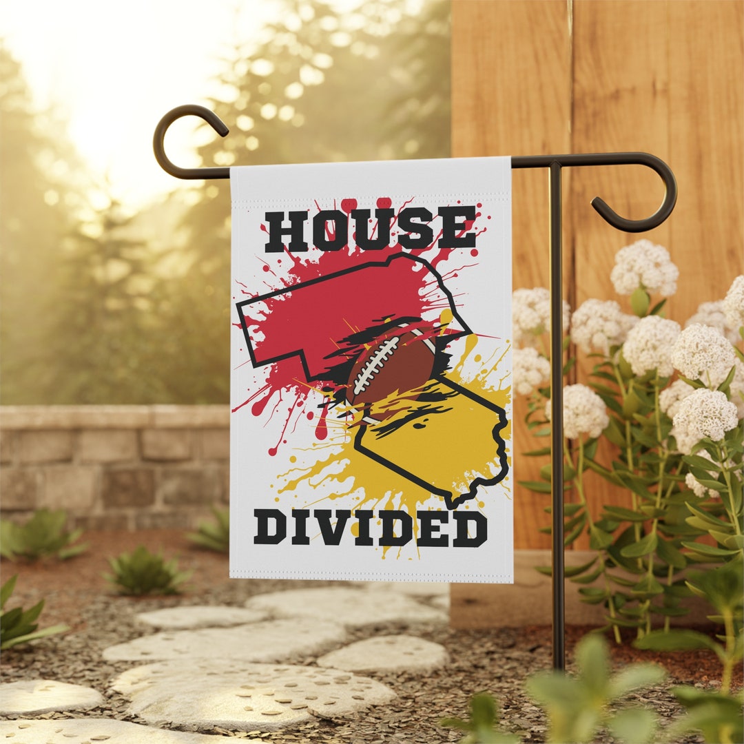 House Divided Football Flag, White Garden Flag or House Flag With ...