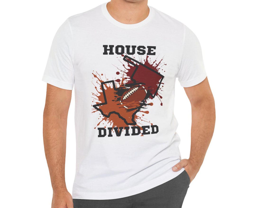 House Divided Football Unisex Tee, Texas & Oklahoma Outline Tee, Burnt ...