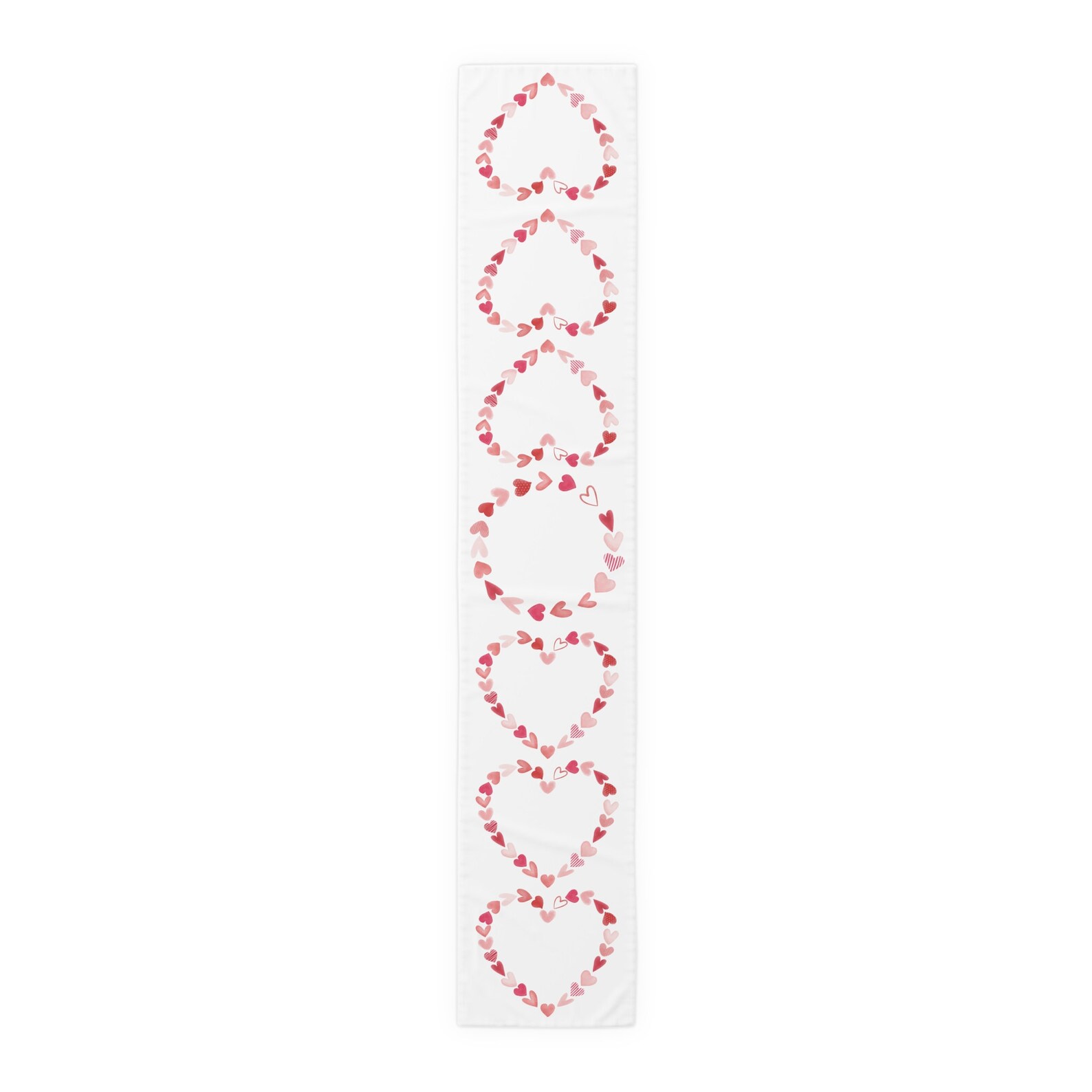 Elegant Heart Patterned Table Runner White With Small Red Hearts ...