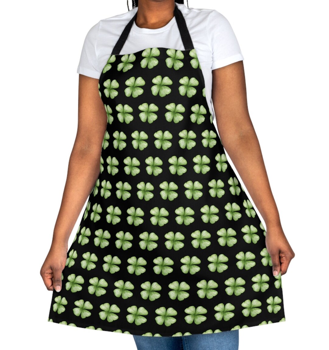 Black Apron With Shamrocks Irish Charm- Stylish Kitchen Apron for the ...