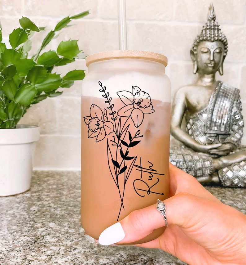 Personalized Birth Flower Coffee Cup / Wildflower Coffee Cup Custom ...